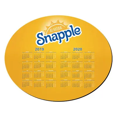 8"X8" Oval Hard Surface Calendar Mouse Pad 1/16" Rubber Base ...