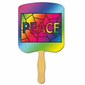 Promotional Religious Hand Fan/ Peace Stained Glass