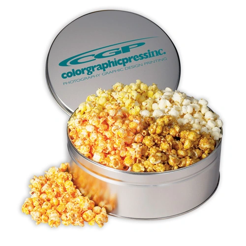 Extra Large Round 4-Way Popcorn Sampler | Promotional Product Inc.