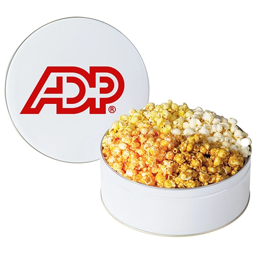 Extra Large Round 4-Way Popcorn Sampler | Promotional Product Inc.