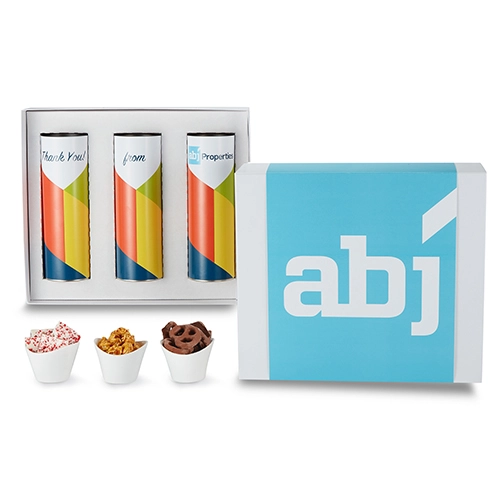Indulgent Snack Tube Trio in Gift Box | Promotional Product Inc.