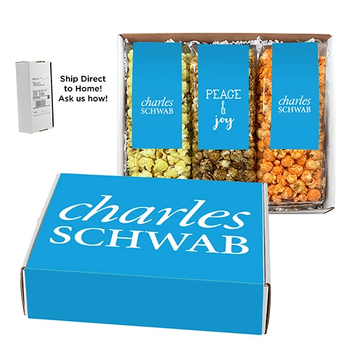 Branded Personalized Popcorn Trio Gift Box - Promotional Product Inc.