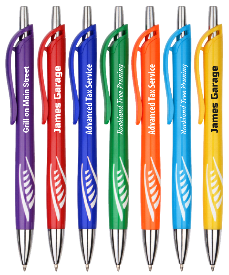 White Clicker Pens with Union Print and Hashishy Design